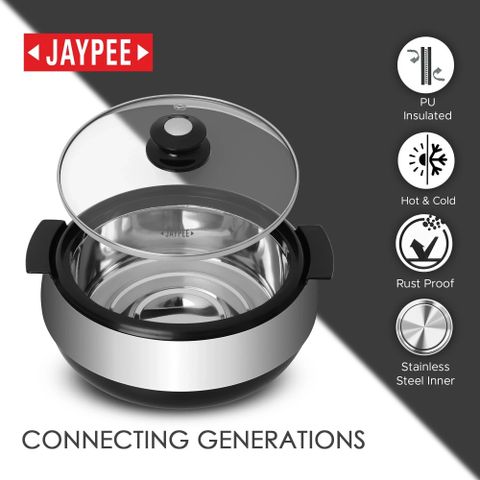 JAYPEE GLASSEROL Black Lockable Lid for Biryani Sweet Dish Gravies ...
