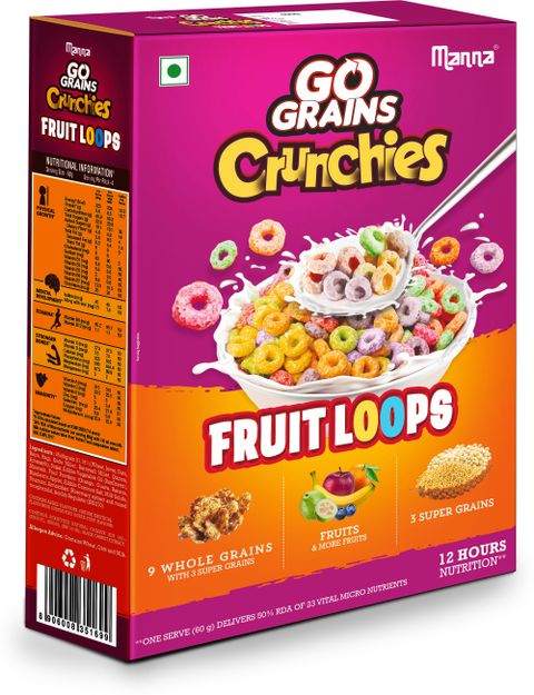 Manna Fruit Loops | Go Grains Crunchies | 9 Whole Grains Refill Price ...