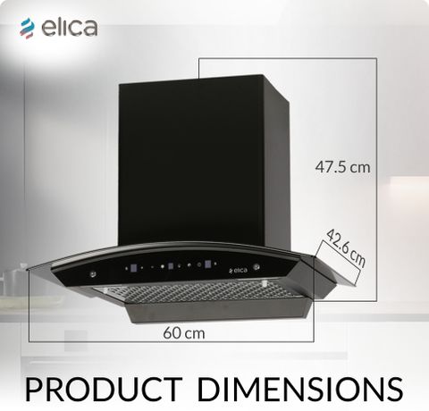 Elica WDFL 600 BLDC HAC LTW MS NERO Auto Clean Curved Glass 60 CM ...