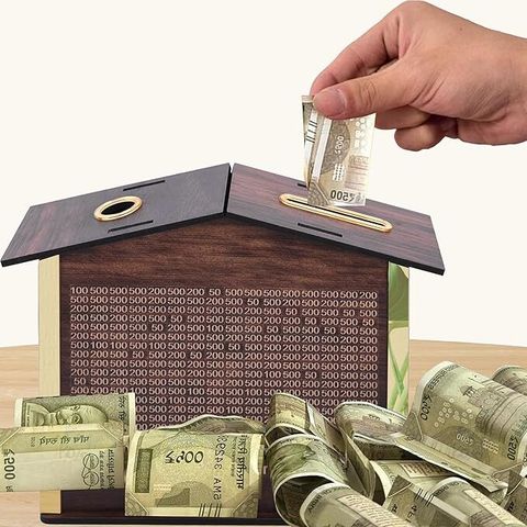 PINK&BLACK WOOD Safe Money Bank | Kids Coin Box | Savings Piggy Bank ...