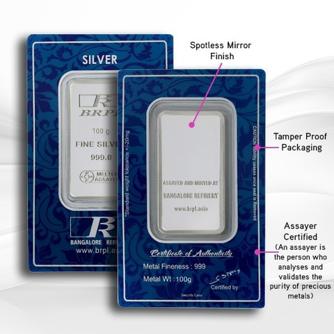 Bangalore Refinery Brpl 100 Gram Silver Bar S 999 100 g Silver Bar ...
