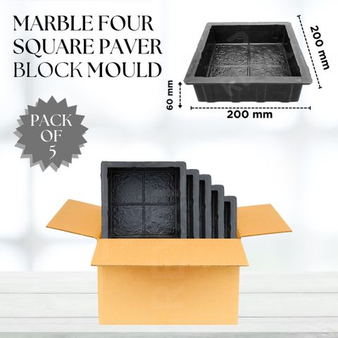 Reyal Black 8" X 8" FOUR SQUARE Paver Block (60mm) (Pack of 5) Column ...