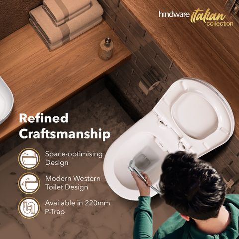 Hindware Ace P-220 Trap One-piece Wall Mount EWC 20132 Western Commode ...