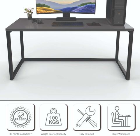 HoneyTouch Lizon Metal & Wood Computer Table Engineered Wood Computer ...