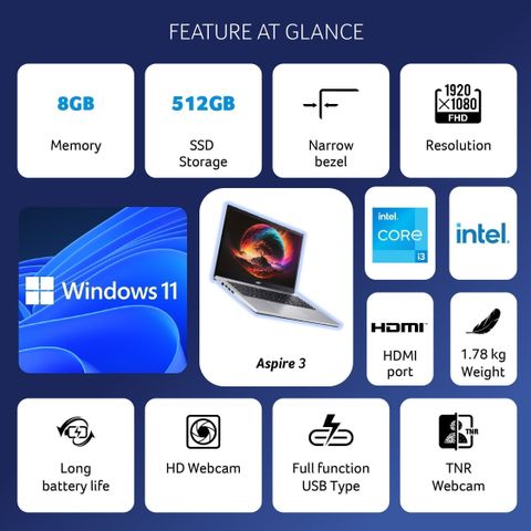 Acer Aspire 3 Intel Core i3 12th Gen - (8 GB/512 GB SSD/Windows 11 Home ...