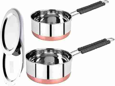 LIMETRO STEEL Set of 2 Flat Bottom Copper Base Induction Friendly ...