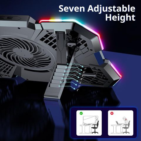 CLAW (OPEN BOX) Glacier F13 RGB Laptop Cooling Pad with 5 Fan Ergonomic ...