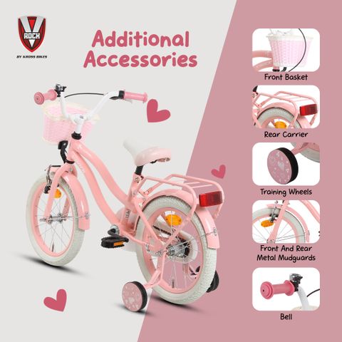 Vrock Lovely Kids Bicycle with Basket, Carrier & Training Wheels 16 T ...