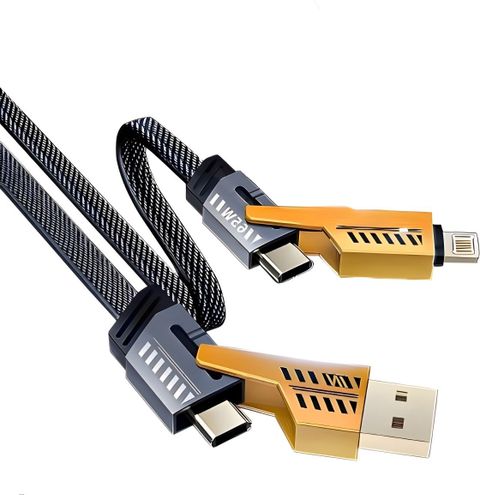 DIVAYO 4-in-1 Cable 0.5 A 1.2 m METAL BRAIDED MD-DC_4_in_1/Yelw-CAB075 ...