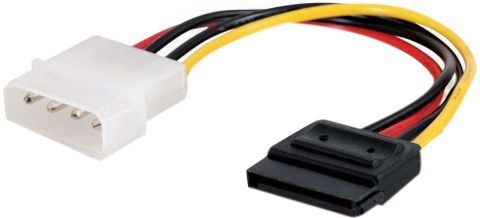 WiredCom Power Sharing Cable 0.2 m 2Pcs 4 Pin IDE Molex Male to 15 Pin ...