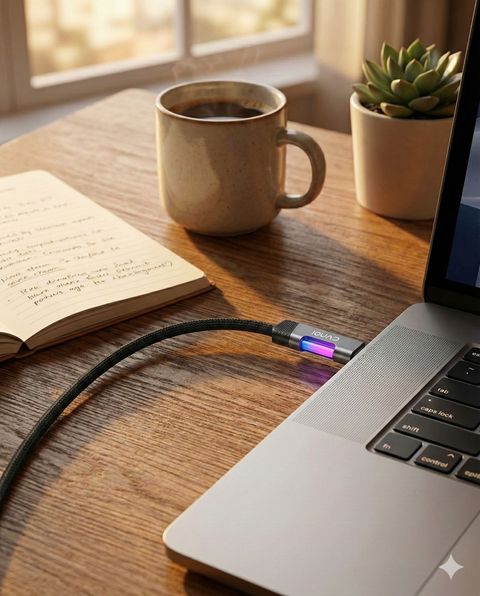 iQUAD Type C 1 m Fast Charge Type C Cable 120W LED Flash Indicator ...