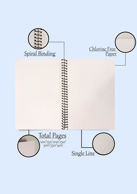 UNIQPAL Spiral Binding Long Notebook l Plain 75 GSM Notebook A4 ...