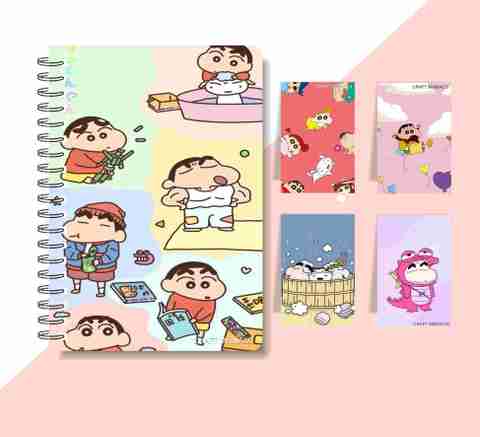 craft maniacs SHINCHAN DIARY & 4 MAGNETIC BOOKMARKS 2025 A5 Notebook ...