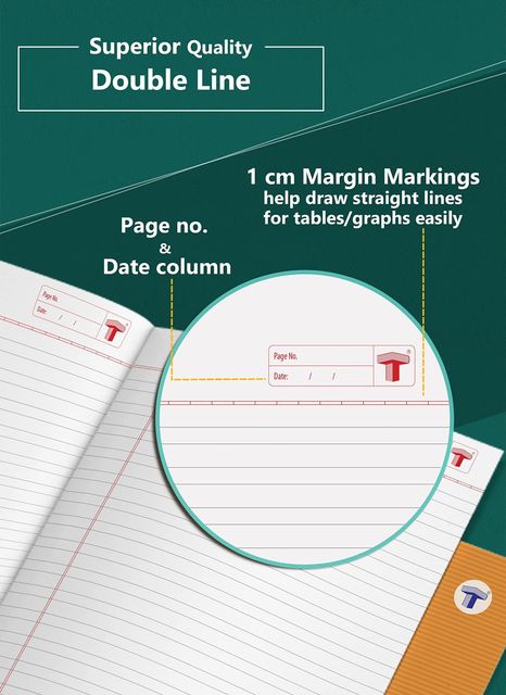 Woodsnipe Double Line Notebooks | 176 Ruled Pages A5 Size | Small Two ...