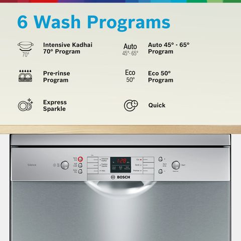 BOSCH SMS66GI01I Free Standing 13 Place Settings Intensive Kadhai ...