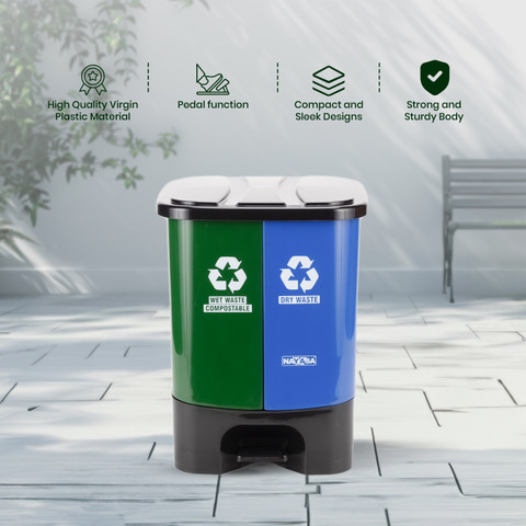 NAYASA 2 In 1 Dustbin Small | 19 Liter | Pedal Dustbin | Wet & Dry ...
