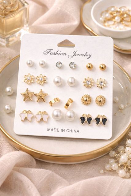 Flipkart.com - Buy VEENA JEWELLERY Minimalist Gold Earrings Set Simple ...