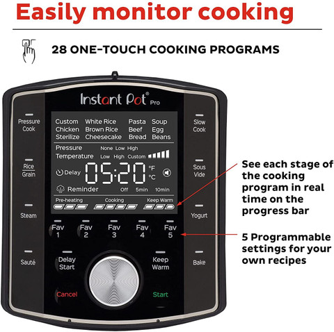Instant Pot Pro, SS Pot 10-in-1 Functions like Steam, Saute, Pressure ...