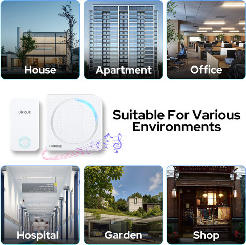 UN1QUE Wireless Door Bell for Home, Battery Free Cordless Calling Bell ...