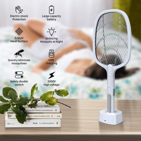 Dizaa 2 in 1 UV Light Mosquito Racket Bat , Rechargeable, Electric ...