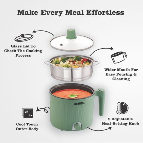 cookwell Multipurpose Nonstick Kettle Multi Cooker Electric Kettle ...