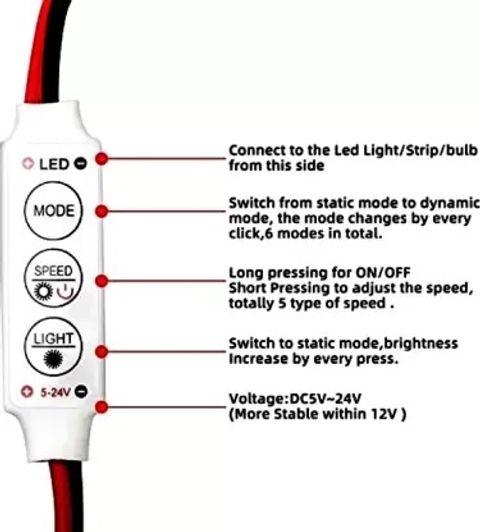 StrawHat (3 Pieces) 6 Mode & 5 Speed LED Strip Light Flasher Blinker ...