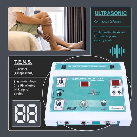 MEDGEARS Physiotherapy Equipments Ultrasonic Machine Electro Therapy ...