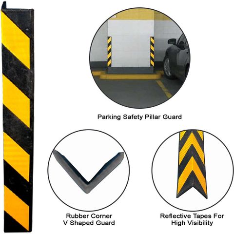 Ladwa 3 Pieces Parking Safety Pillar Guard, Rubber Corner L Shaped ...