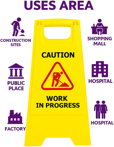 SHREEVA Work in Progress -Foldable Safety Sign Board for Maintenance ...