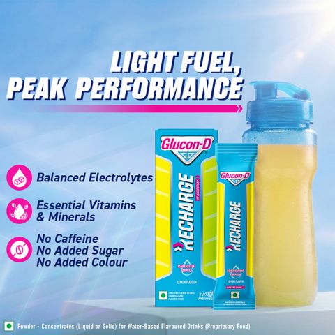 GLUCON-D Recharge No Added Sugar Sachet 8g Pack of 5 Hydration Drink ...