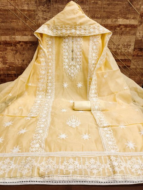 HERE&NOW Chanderi Embroidered Salwar Suit Material Price in India - Buy ...