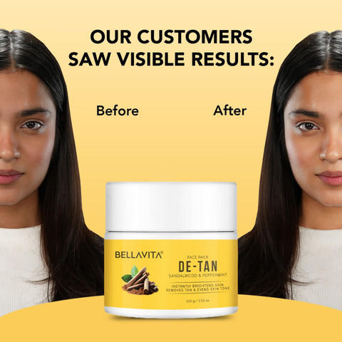 BELLAVITA Detan Face Pack for Instant Skin Brightening & Tan Removal ...