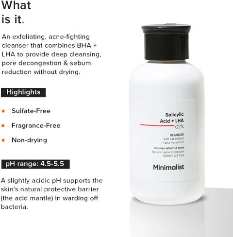Minimalist 2% Salicylic Acid for Men & Women | Sulphate Free Anti-Acne ...
