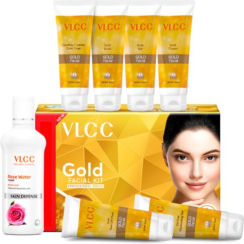 VLCC Gold Facial Kit with FREE Rose Water Toner - 100 ml - Price in ...