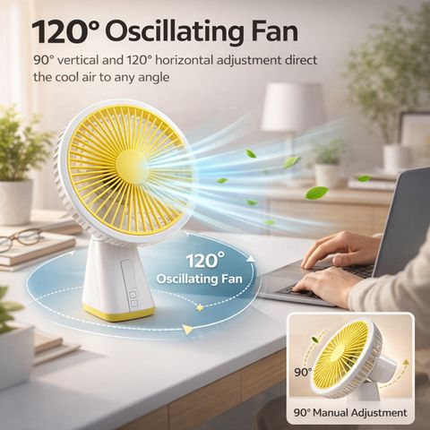 ZUVUZU Table Fan_RechargeableTable Fan with LED Light High Speed Fan ...
