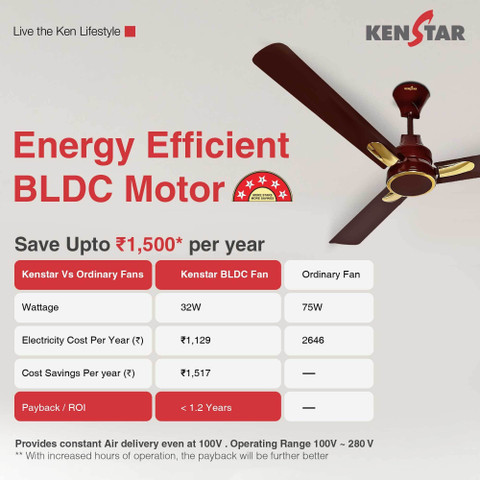 Kenstar Snow breeze with 2 Year Warranty BLDC Motor with Remote 1200 mm ...