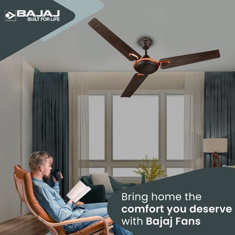 BAJAJ Frore Deco Turbo 1200mm Choko Brown Ceiling Fan with 24 Months ...