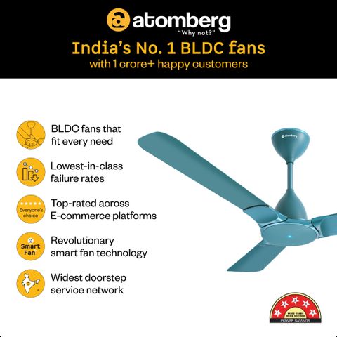 Atomberg Erica Nuvo|Award Winning Designer Fan|High Air Delivery|Low ...