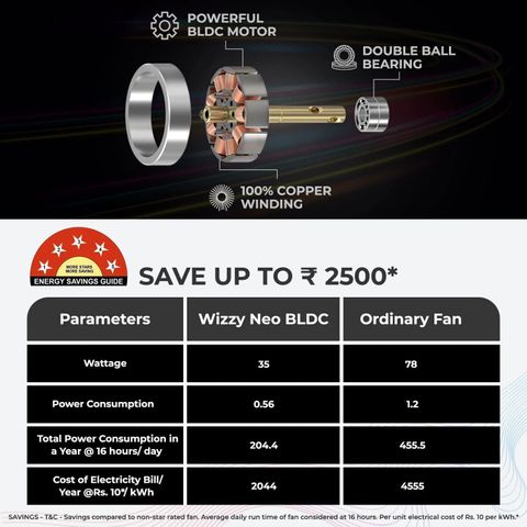 Polycab Wizzy Neo with 4 Year Warranty BLDC Motor with Remote 1200 mm ...