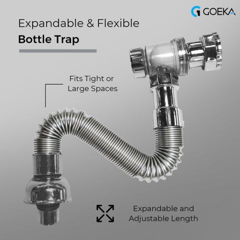 Goeka by NA ABS Expandable Bottle Trap for Wash Basin | Anti-Clog, Leak ...