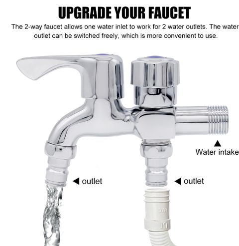 Zibuyu Dual Brass 2-in-1 Washing Machine Tap Two Way Outlet Kitchen ...