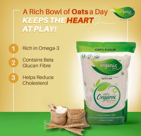 Pearl Organic Fresh Oats Flour 100% Natural High Protein, Iron & Fibre ...
