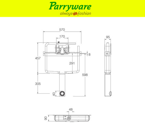 Parryware Linea Concealed Cistern with upper part 113 Dual Flush Tank ...