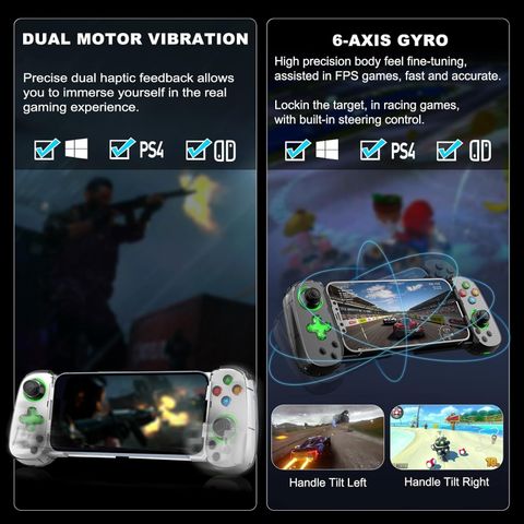 ELECTRO WOLF Wireless Controller with Hall Joystick/Turbo/6-Axis Gyro ...
