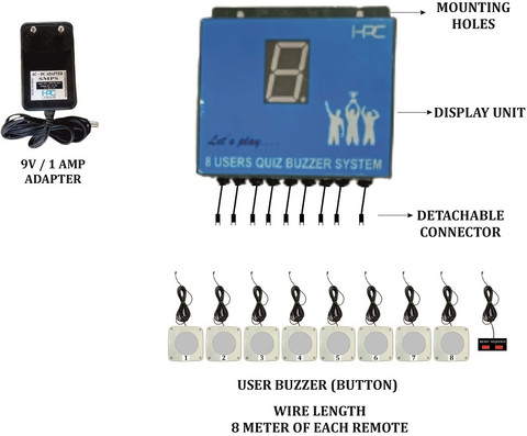 HPC Quiz Buzzer System With 8 Meter Long Wires and Big Remote Gaming ...