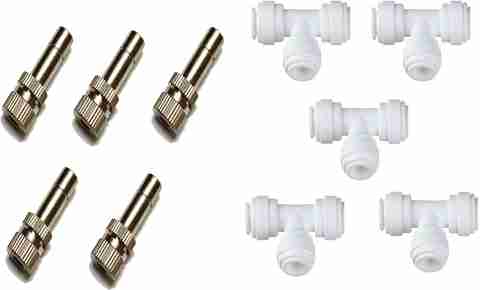 Mokteck 5pcs Fogger Nozzles | 5pcs T-Connector | Misting Sprayer ...