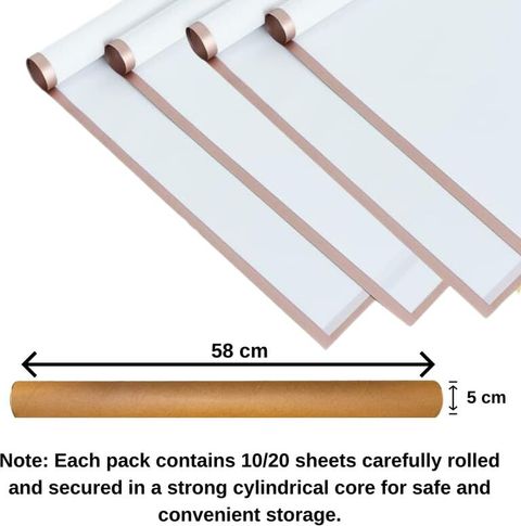 Saksham Golden Border Line Flower Wrapping Paper | 10 Sheets, White and ...