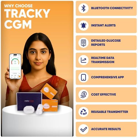 Tracky CGM Continuous Glucose Monitor New User Kit For real-time Blood ...