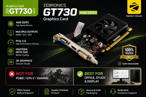 AARVEX GT 730 4GB GDDR3 GPU DDR3 4 GB NVIDIA Chipset 64 bit 1800 MHz ...