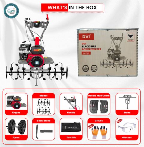 DVI POWER Weeder/Cultivator/Rotary/Tiller 7 HP Engine for Agriculture ...